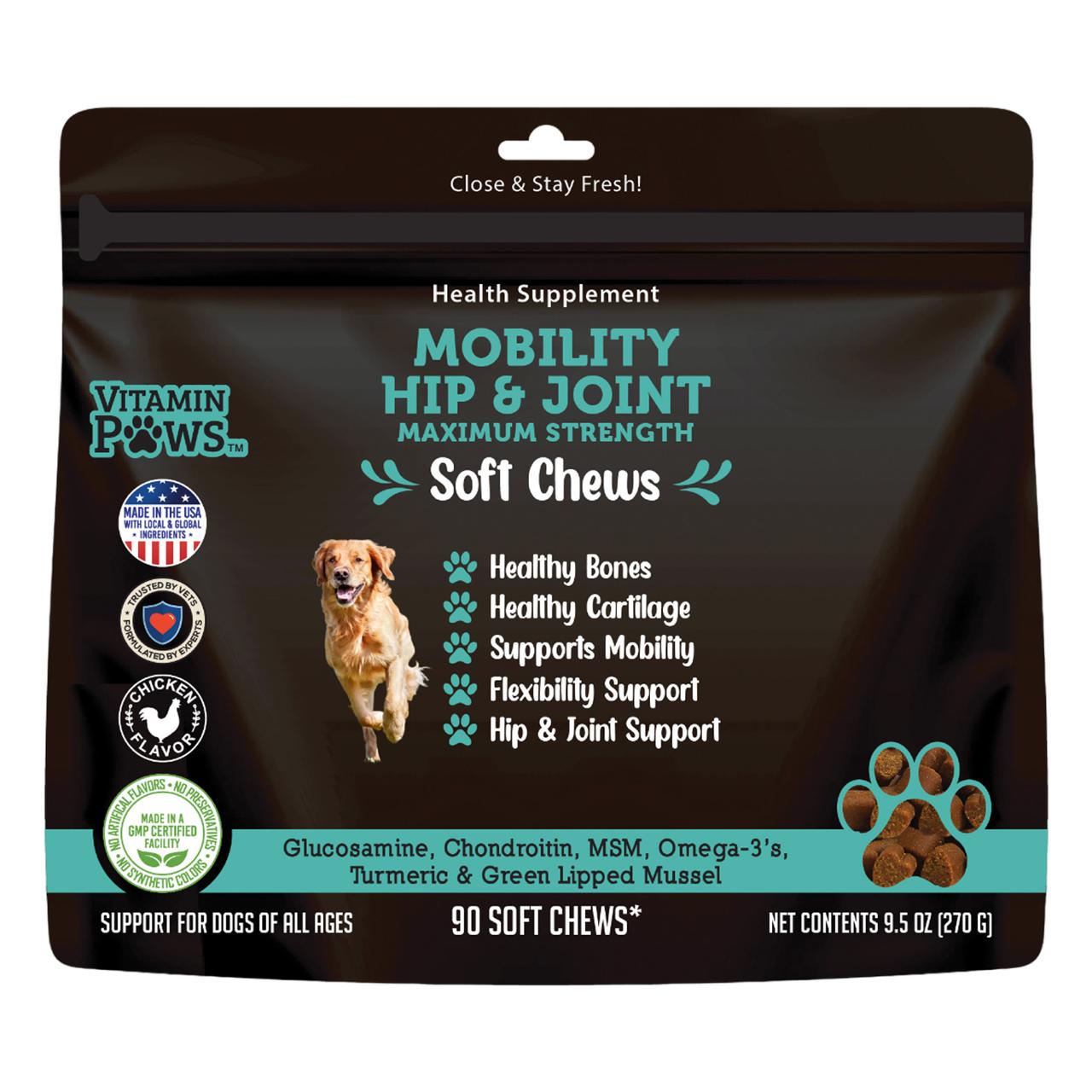 Dog Mobility Hip & Joint Maximum Strength Supplement USA | Vitamin Paws
